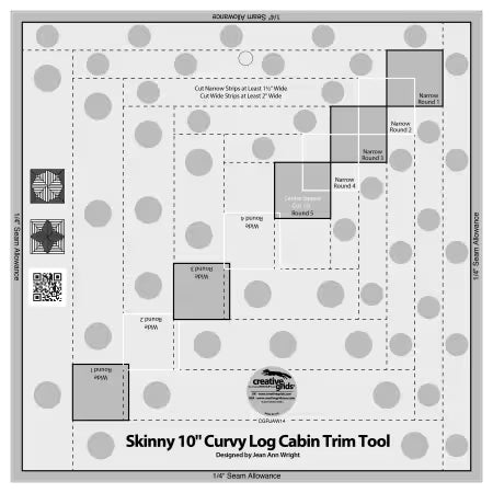 Creative Grids Quilt Ruler Skinny 10in Curvy Log Cabin Trim Tool