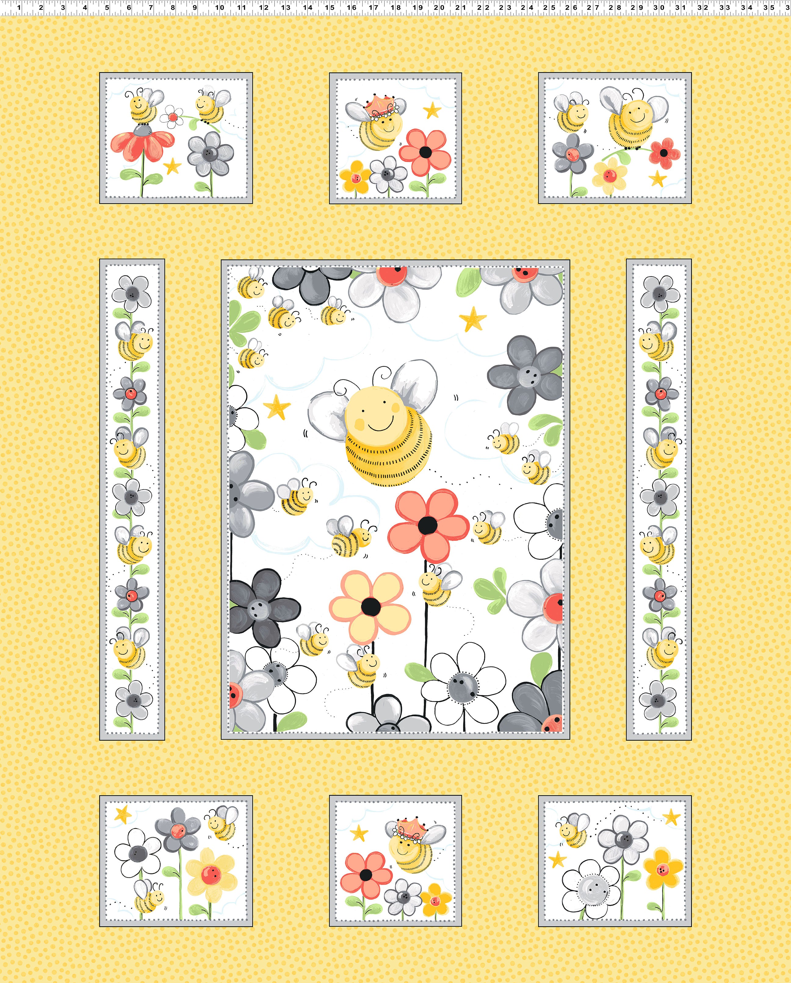 Sweet Bees 36 Inch Quilt Panel